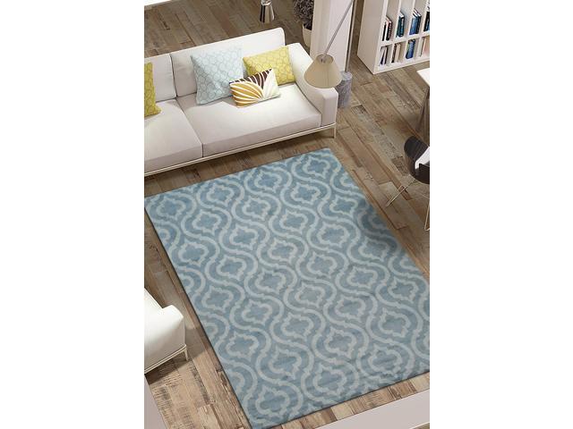Click here for Hand Knotted Wool Aqua Contemporary Trellis Morocc... prices