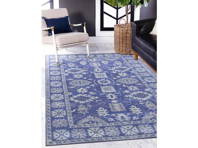 Click here for Hand-Tufted Wool Blue Traditional Oriental Overdye... prices