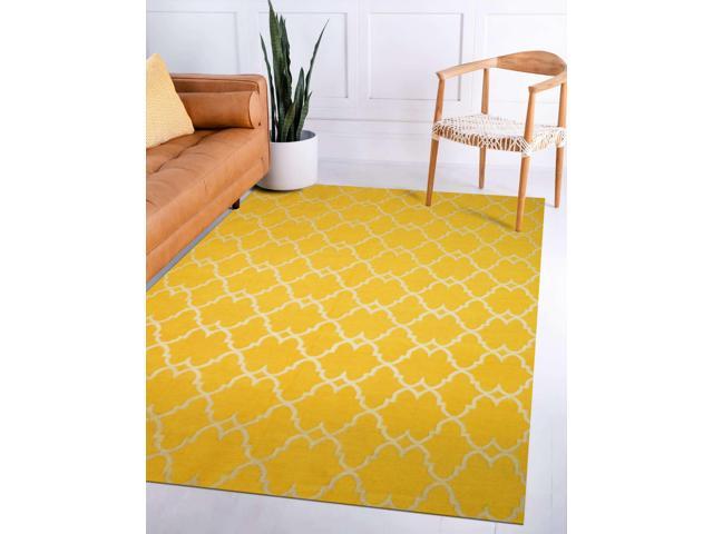 Click here for Handmade Polyester Yellow Transitional Trellis Rev... prices
