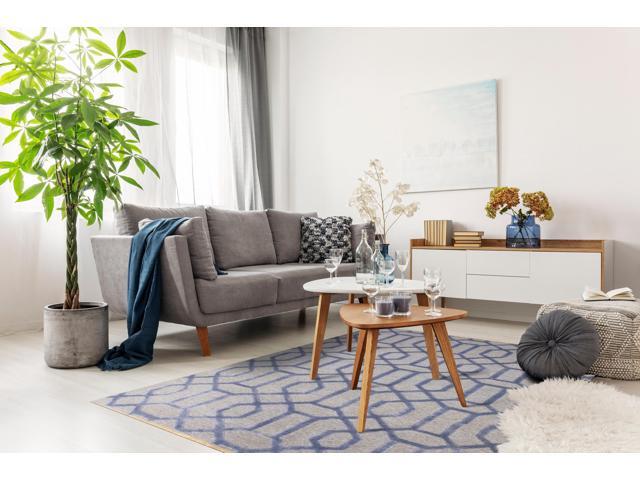 Click here for Hand Knotted Wool & Viscose Blue Transitional Geom... prices