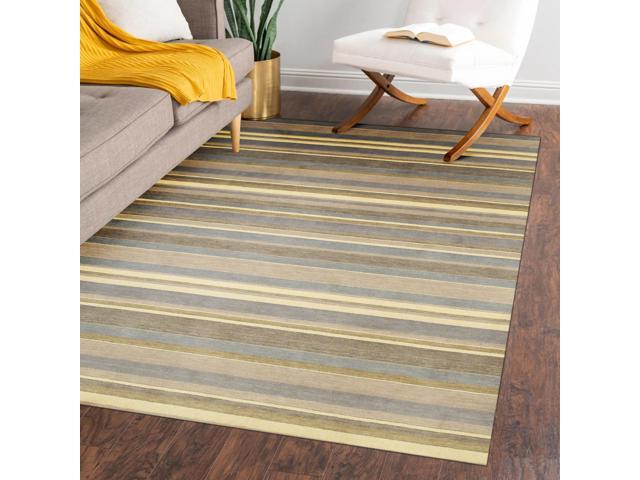 Click here for Light blue/cream Striped Handmade Wool Rug  Made i... prices