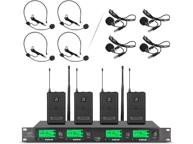 Click here for Wireless Microphone System Pro UHF 4 Channel 4 Lav... prices