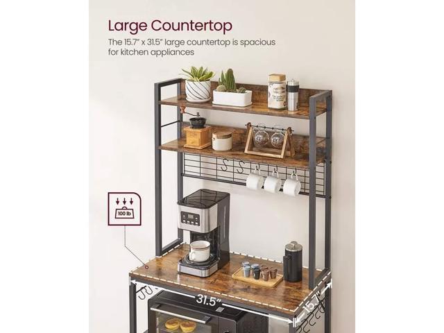 Click here for Hutch Bakers Rack with Power Outlet Adjustable 5 T... prices