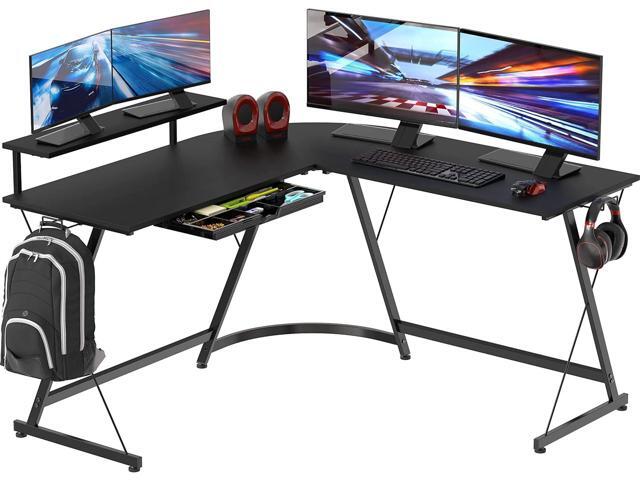 Click here for Vista L-Shape Desk with Monitor Stand  Black prices