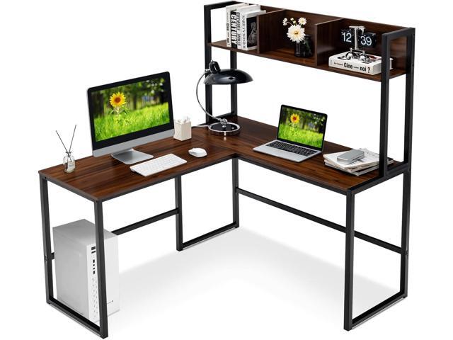 Click here for Tangkula Reversible L-Shaped Desk with Hutch  Spac... prices