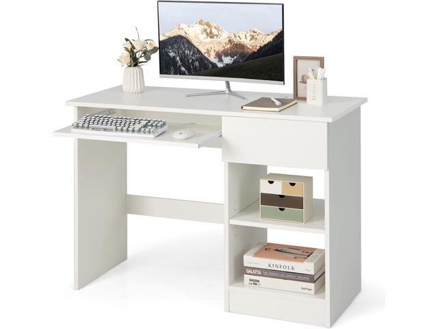 Click here for Tangkula White Desk with Drawer  Wooden Computer D... prices