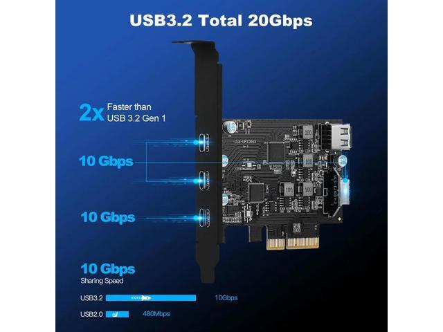 Click here for High Speed 20Gbps PCIE X4 To 3 USB 3.2 TYPE-C With... prices