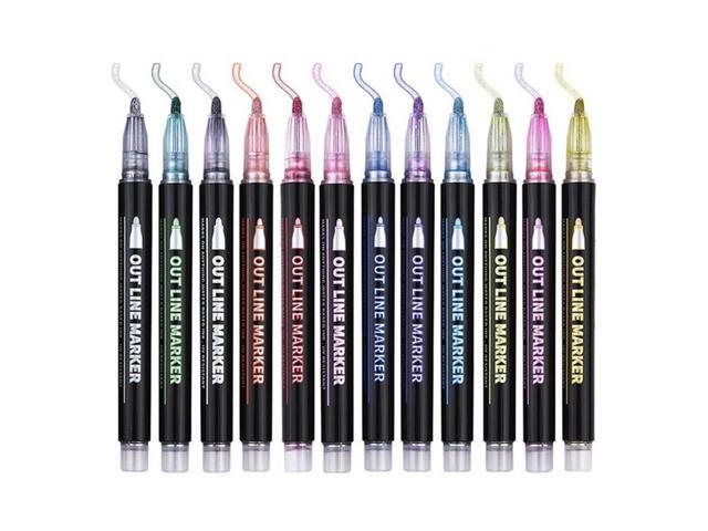 Click here for Double Line Outline Pens 12 Colors Outline Metalli... prices