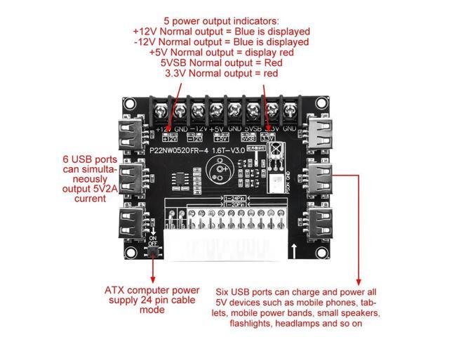 Click here for 24 Pin/20Pin ATX Power Supply Breakout Board Modul... prices
