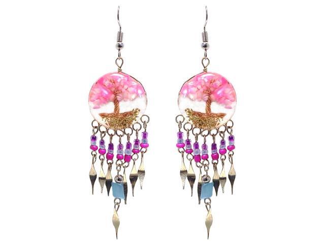 Click here for Tree of Life Crushed Stone Inlay Round Acrylic Lon... prices