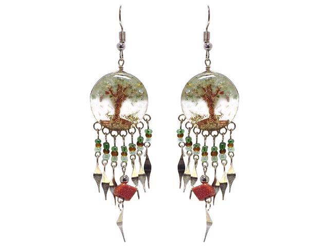 Click here for Tree of Life Crushed Stone Inlay Round Acrylic Lon... prices