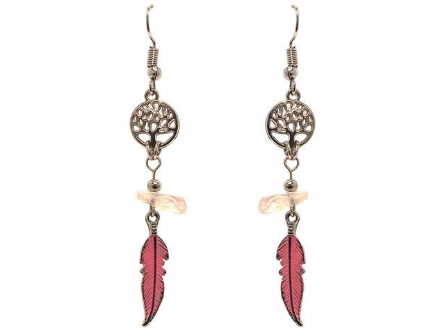 Click here for Round Silver Metal Tree of Life Long Colored Feath... prices