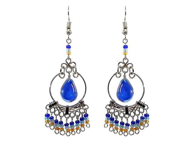 Click here for Teardrop Shaped Cats Eye Glass Bead Round Silver M... prices