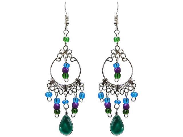 Click here for Round Silver Metal Hoop Teardrop Shaped Cats Eye G... prices