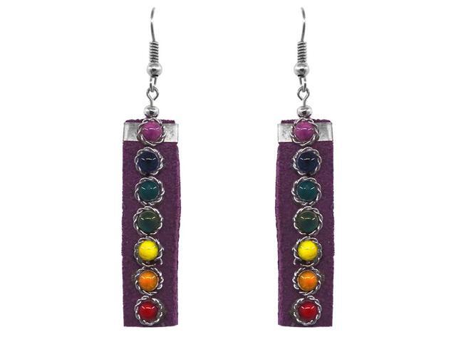 Click here for Chakra Rainbow Seed Beaded Rectangle Suede Materia... prices