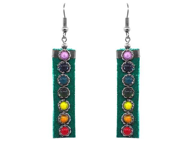 Click here for Chakra Rainbow Seed Beaded Rectangle Suede Materia... prices