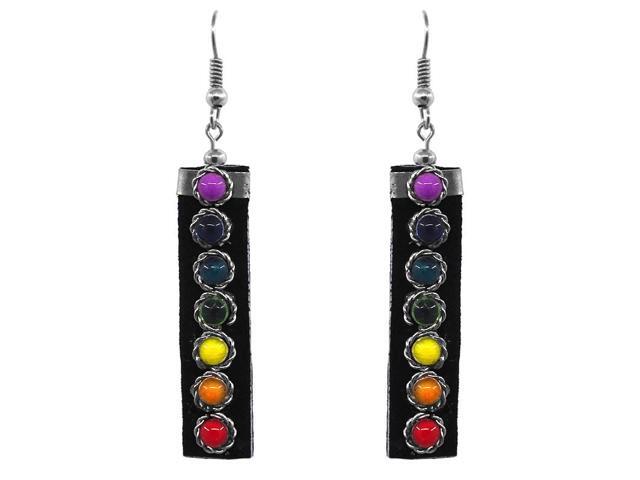 Click here for Chakra Rainbow Seed Beaded Rectangle Suede Materia... prices