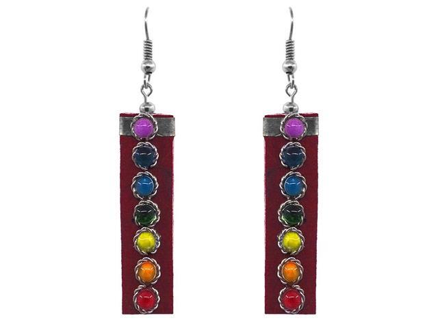 Click here for Chakra Rainbow Seed Beaded Rectangle Suede Materia... prices