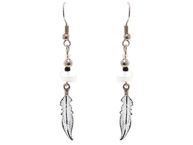 Click here for Colored Metal Feather Charm Chip Stone Drop Dangle... prices