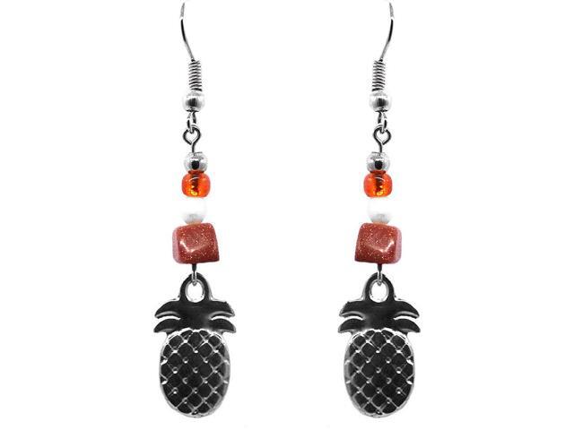 Click here for Silver Metal Pineapple Charm Chip Stone Drop Dangl... prices