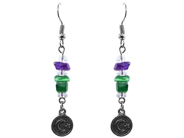 Click here for Round Silver Metal Crescent Half Moon Star Charm C... prices