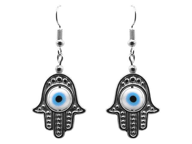 Click here for Hamsa Hand Silver Metal Charm Evil Eye Bead Dangle... prices