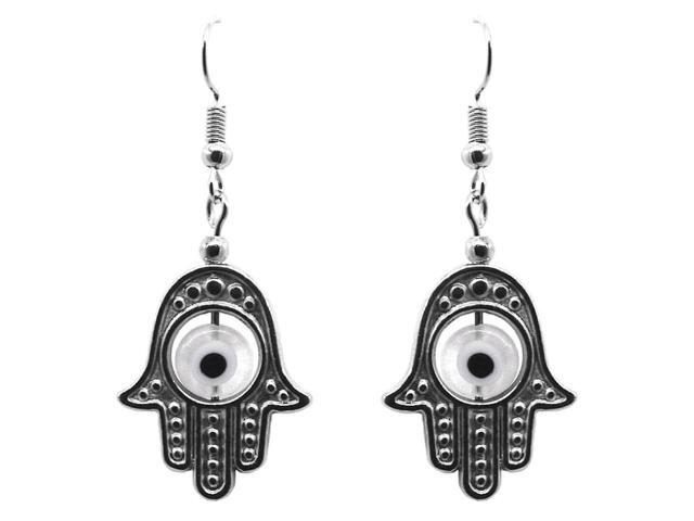 Click here for Hamsa Hand Silver Metal Charm Evil Eye Bead Dangle... prices