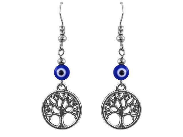 Click here for Round Silver Metal Tree of Life Charm Evil Eye Naz... prices