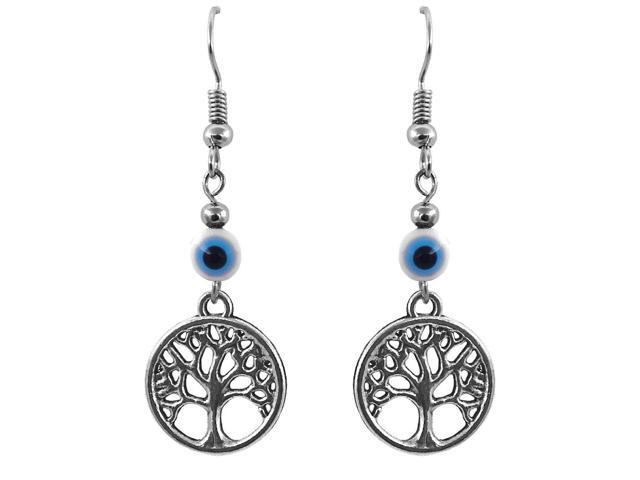 Click here for Round Silver Metal Tree of Life Charm Evil Eye Naz... prices