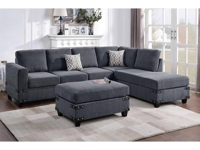 Click here for Granna 3 Piece Charcoal Sectional Sofa Set Upholst... prices