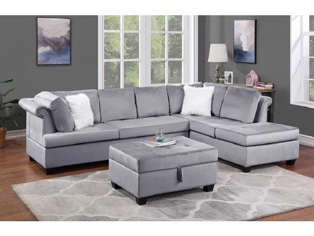 Click here for Valenca Grey 3 Piece Sectional with Storage Ottoma... prices