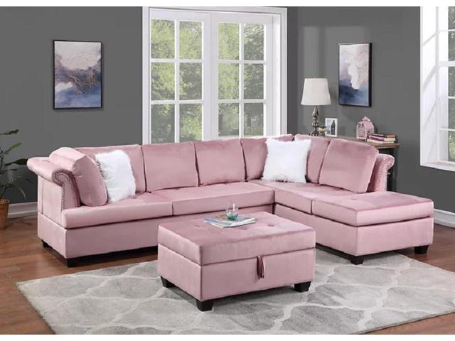 Click here for Valenca Pink 3 Piece Sectional with Storage Ottoma... prices