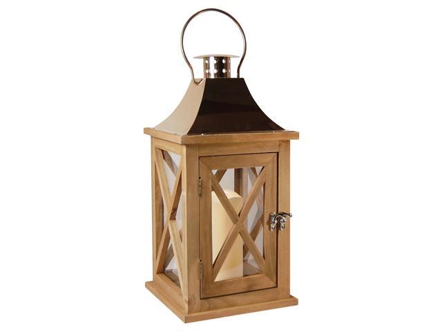 Click here for Wooden Lantern with Battery Operated Candle - Natu... prices