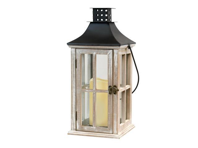 Click here for Wooden Lantern with Battery Operated Candle - Whit... prices