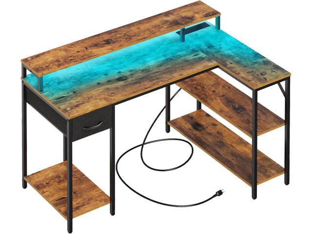 Click here for SUPERJARE L Shaped Gaming Desk with LED Lights & P... prices