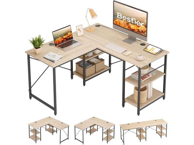 Click here for Bestier L Shaped Desk with Shelves 86.6 Inch Rever... prices