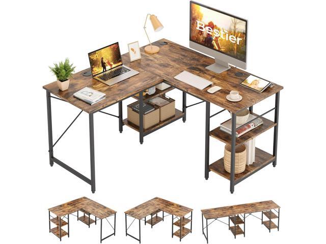 Click here for Bestier L Shaped Desk with Shelves 86.6 Inch Rever... prices