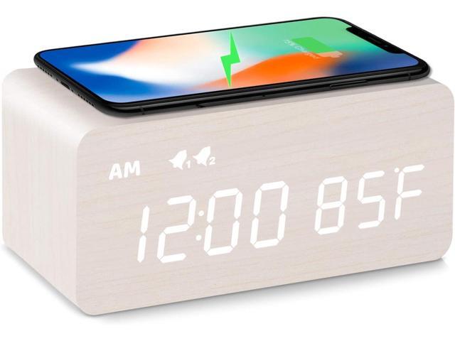 Click here for MOSITO Digital Wooden Alarm Clock with Wireless Ch... prices