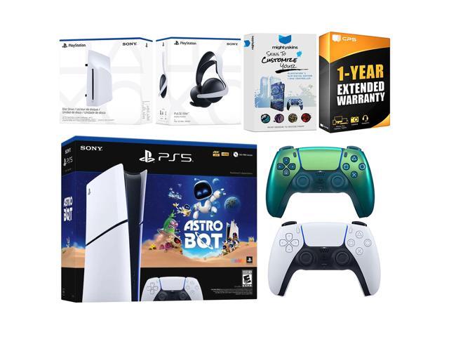 Sony PlayStation 5 Slim Digital Astro Bot Bundle with Disc Drive  Extra Controller  Pulse Elite Headset  MightySkins Voucher and 1 Year Extended Warra