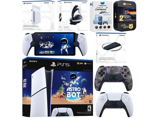 Sony PlayStation 5 Astro Bot Slim Digital Bundle with Disc Drive  Pulse Elite Headset  Extra Controller  PlayStation Portal  Vertical Stand  MightySki