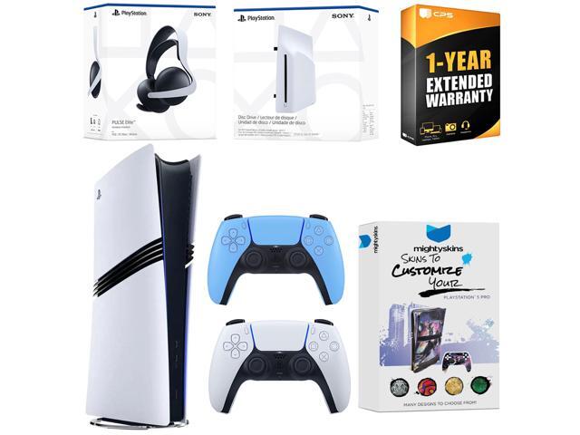 Sony PlayStation 5 Pro Digital Bundle with Disc Drive  Extra Controller  Pulse Elite Headset  MightySkins Voucher and 1 Year Extended Warranty - Cosmi