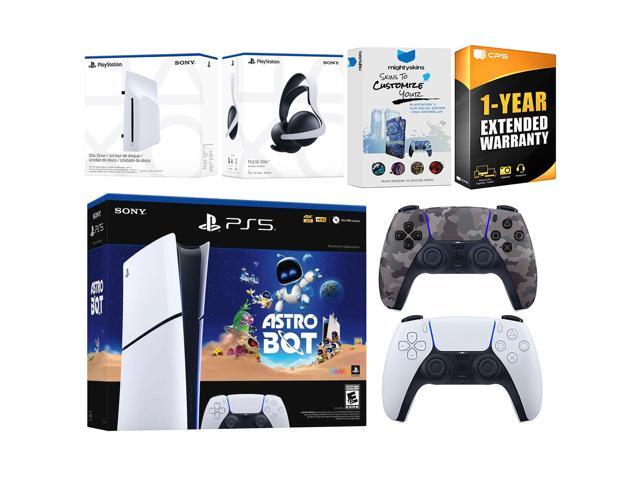 Sony PlayStation 5 Slim Digital Astro Bot Bundle with Disc Drive  Extra Controller  Pulse Elite Headset  MightySkins Voucher and 1 Year Extended Warra