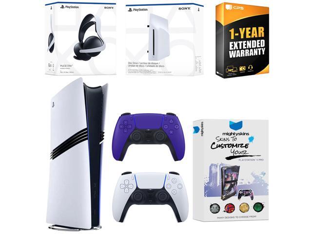 Sony PlayStation 5 Pro Digital Bundle with Disc Drive  Extra Controller  Pulse Elite Headset  MightySkins Voucher and 1 Year Extended Warranty - Cosmi