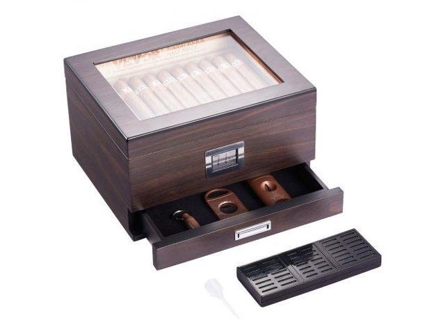Click here for VEVOR 50 Cigar Humidor Glasstop Cedar Cigar Box Hu... prices