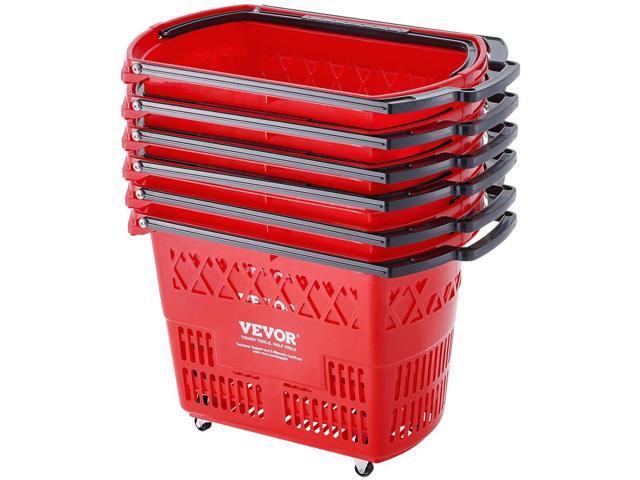 Click here for VEVOR Plastic Rolling Shopping Trolley Basket On W... prices