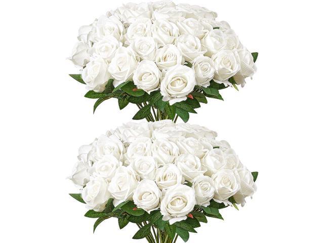 Click here for 60 Pcs White Roses Artificial Flowers Realistic Bo... prices