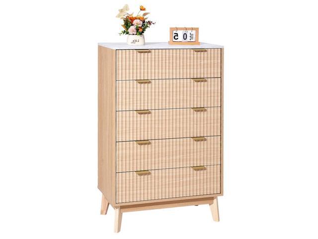 Click here for VEVOR 5 Fluted Drawer Dresser  Wooden Chest of Dra... prices