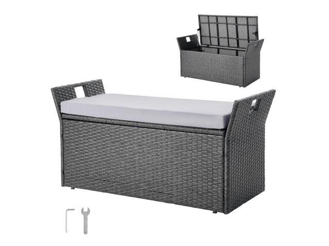 Click here for Outdoor Storage Bench PE Rattan 40Gal Deck Box Wat... prices