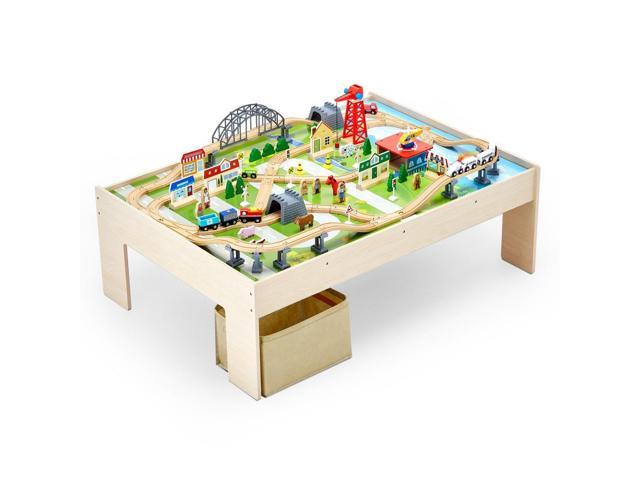 Click here for Train Table 120 Pieces Wooden Kids Activity Table... prices