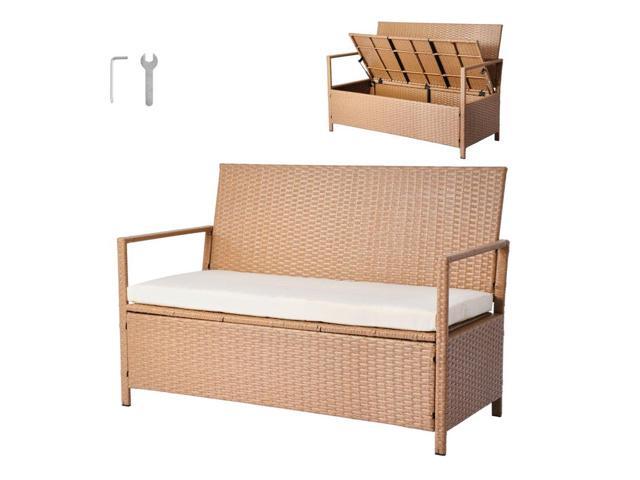 Click here for Outdoor Storage Bench PE Rattan 70Gal Deck Box Wat... prices